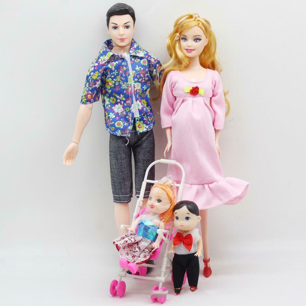 Happy Family Doll Set Kit Dad Pregnant Mom Daughter Son Baby for Girls Toys